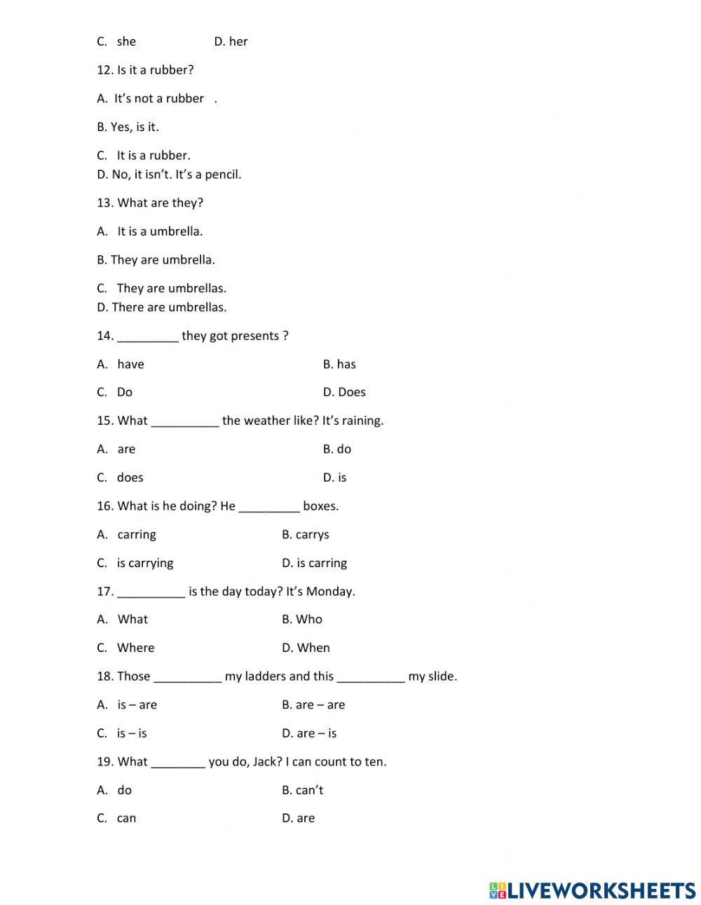 EW2 TEST online exercise for | Live Worksheets