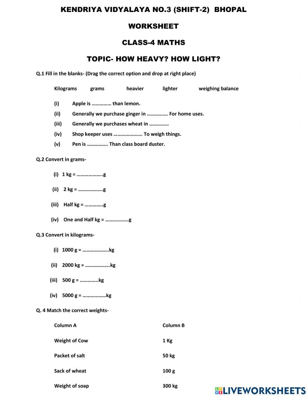 How heavy? how … | Free Interactive Worksheets | 1702548