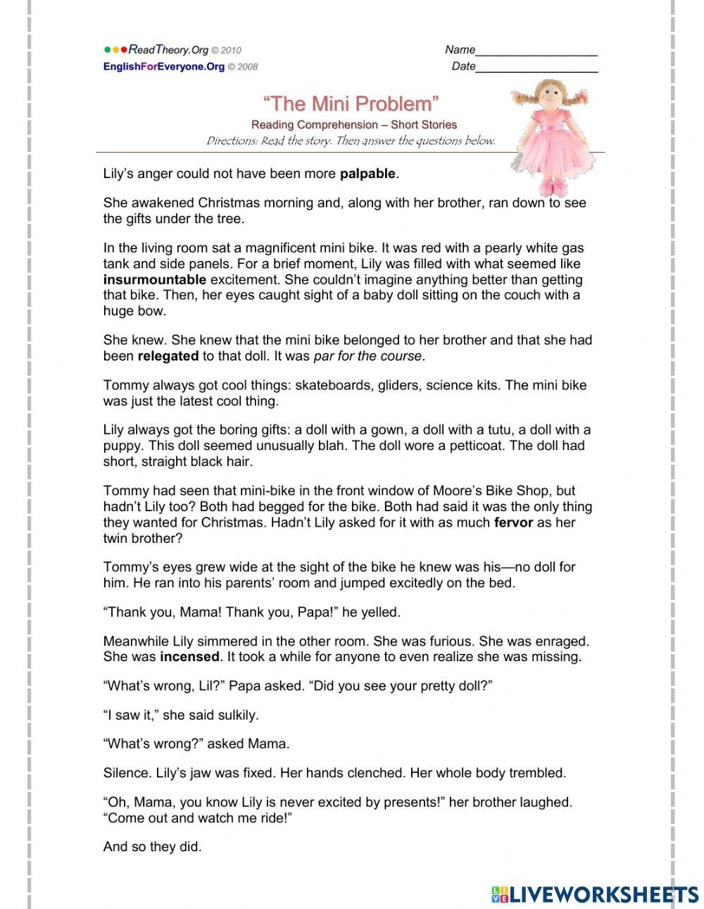 The mini problem | LiveWorksheets | 3500389