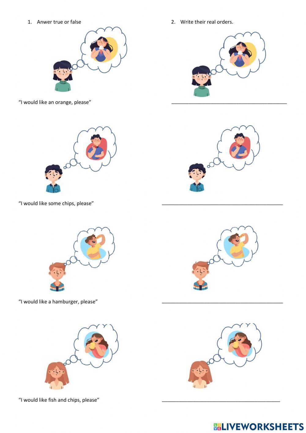 Food order worksheet | Live Worksheets