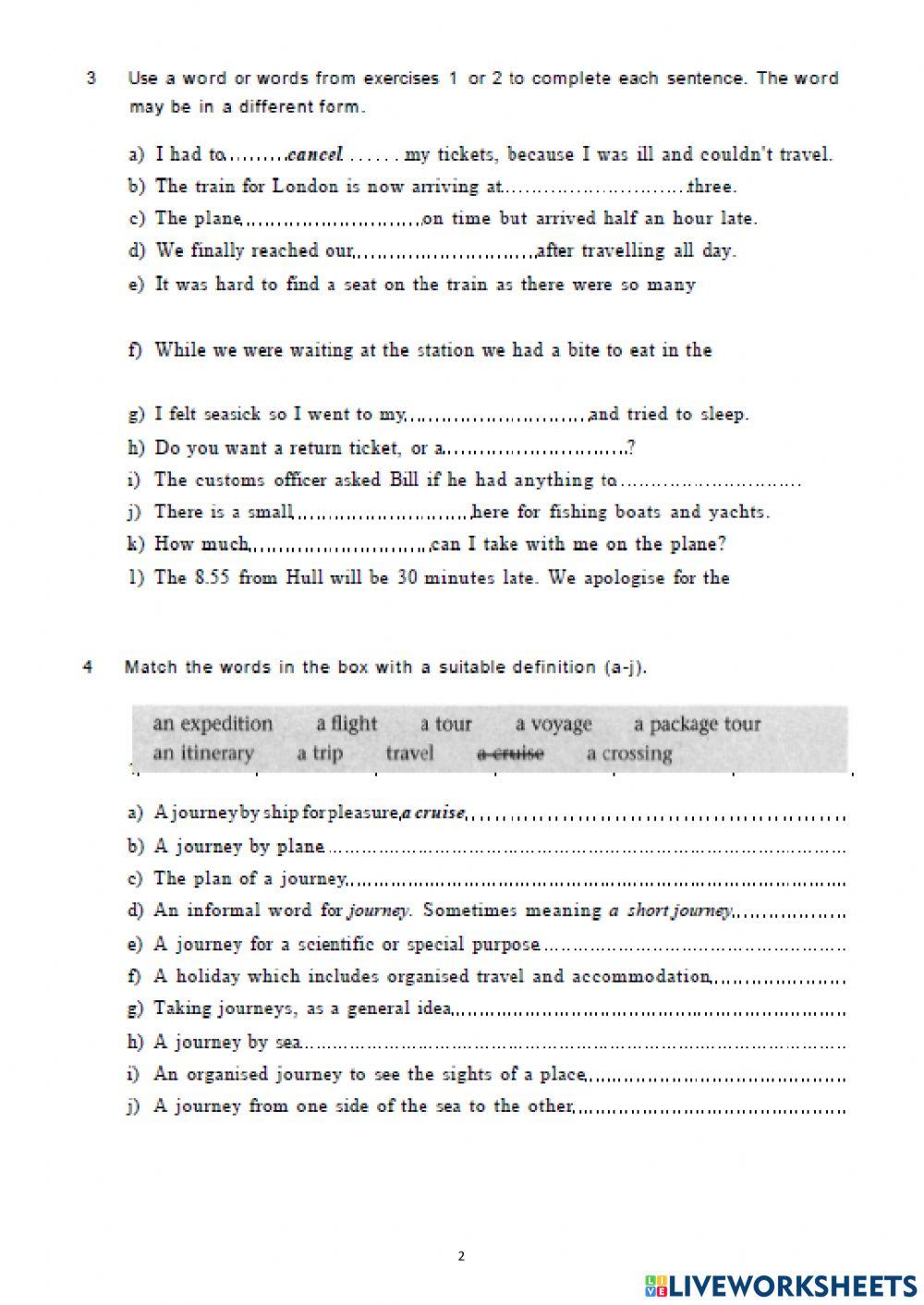 9B Travel worksheet | Live Worksheets