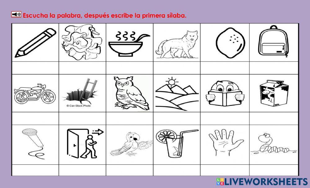 Sílabas MPSL Vocabulario 2 worksheet | Live Worksheets
