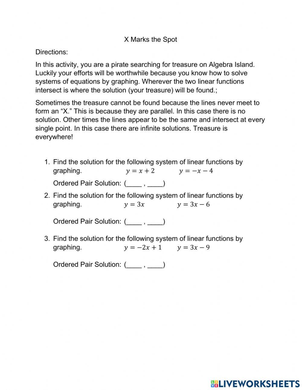 X Marks the Spot worksheet | Live Worksheets