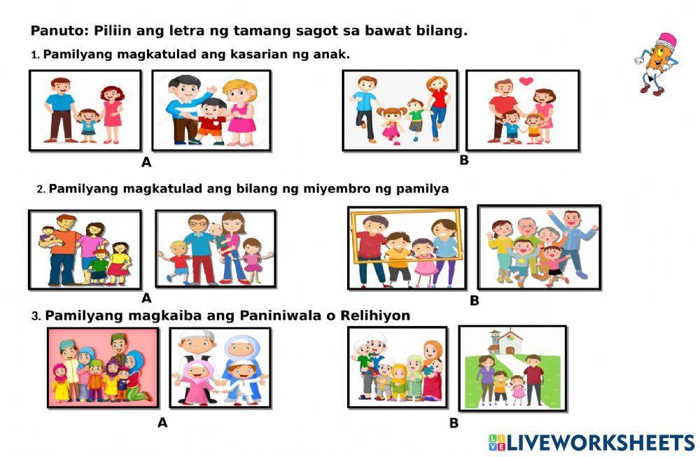 PAGKAKATULAD AT PAGKAKAIBA NG PAMILYA online exercise for | Live Worksheets