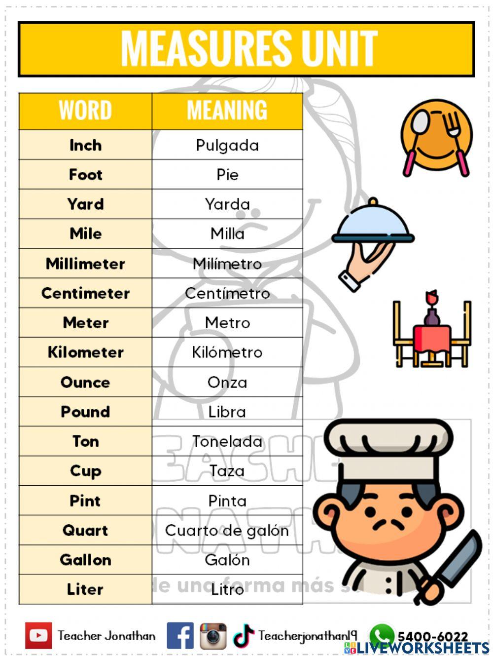 MEASURE UNIT | Free Interactive Worksheets | 3500783