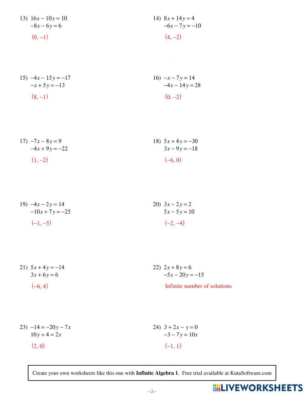 Systems of Equa… | Free Interactive Worksheets | 1704003