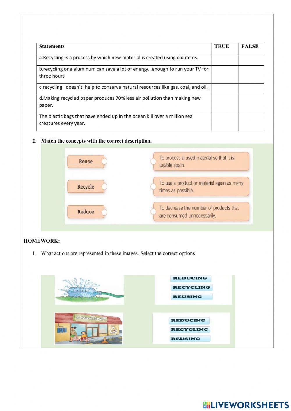 Recycle online pdf exercise for 3RO | Live Worksheets