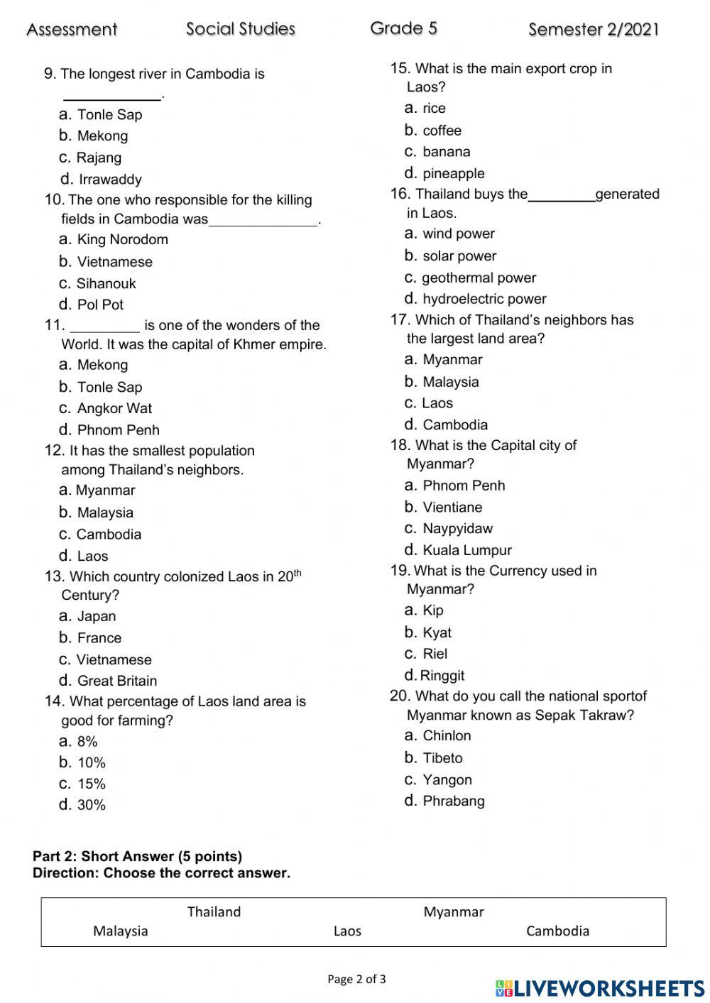 Grade 5 Midterm 2 online exercise for | Live Worksheets