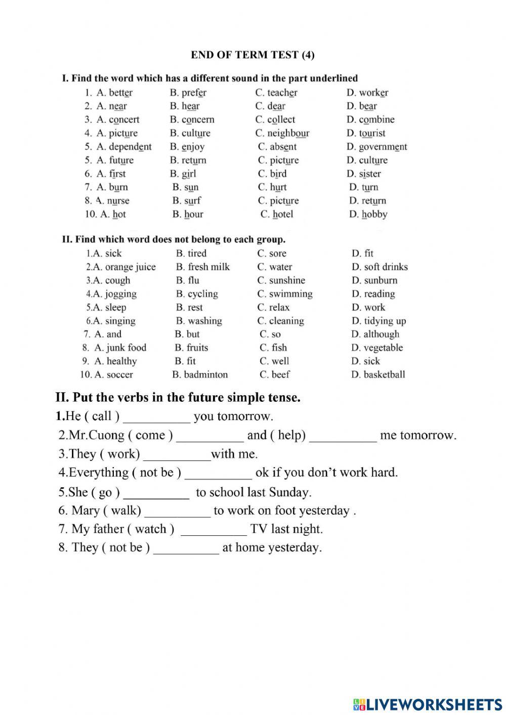 End of term 1 interactive worksheet | Live Worksheets
