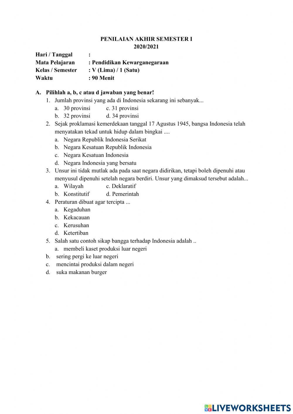 PKn online exercise for 5 | Live Worksheets