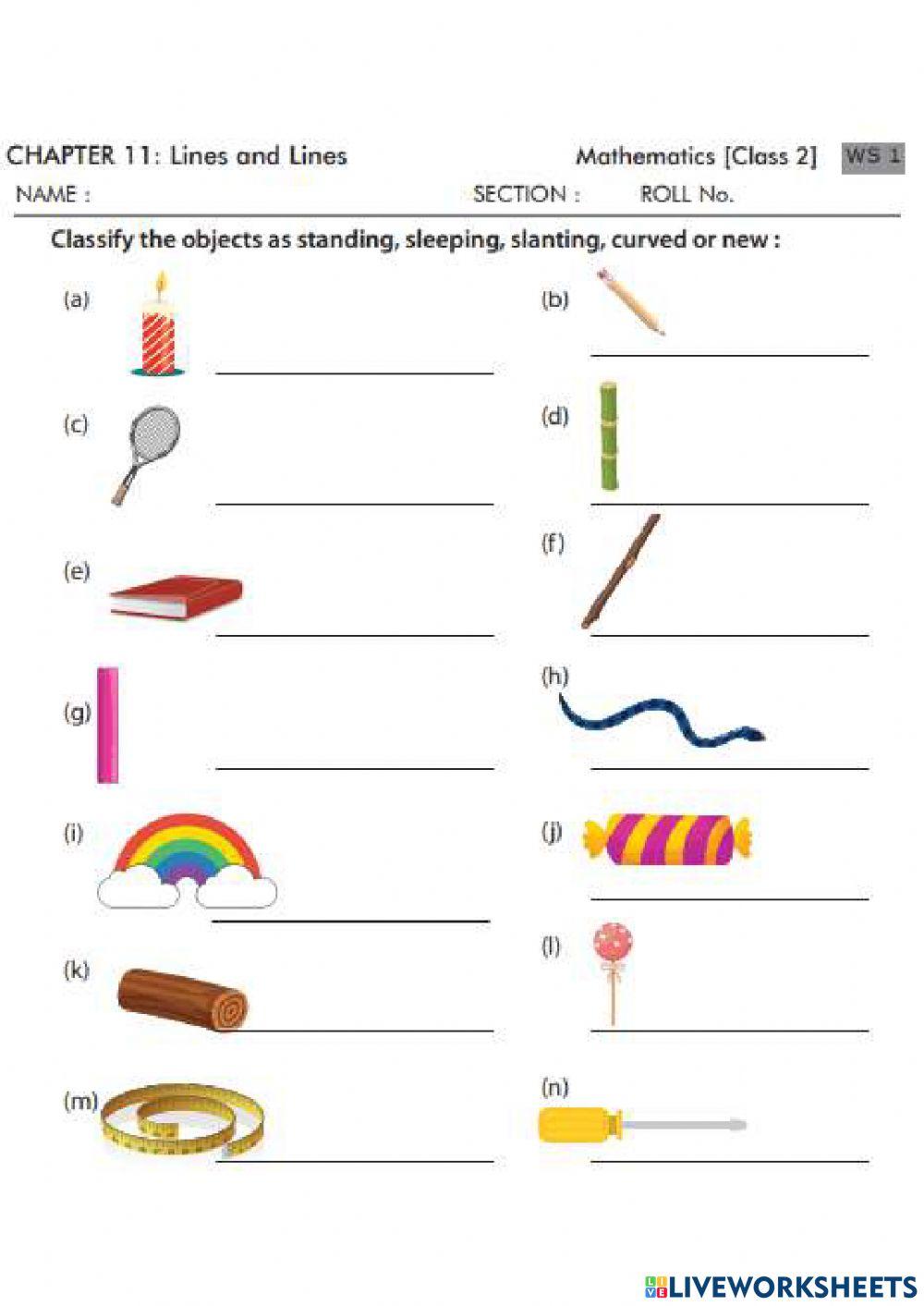 Lines and lines online worksheet | Live Worksheets