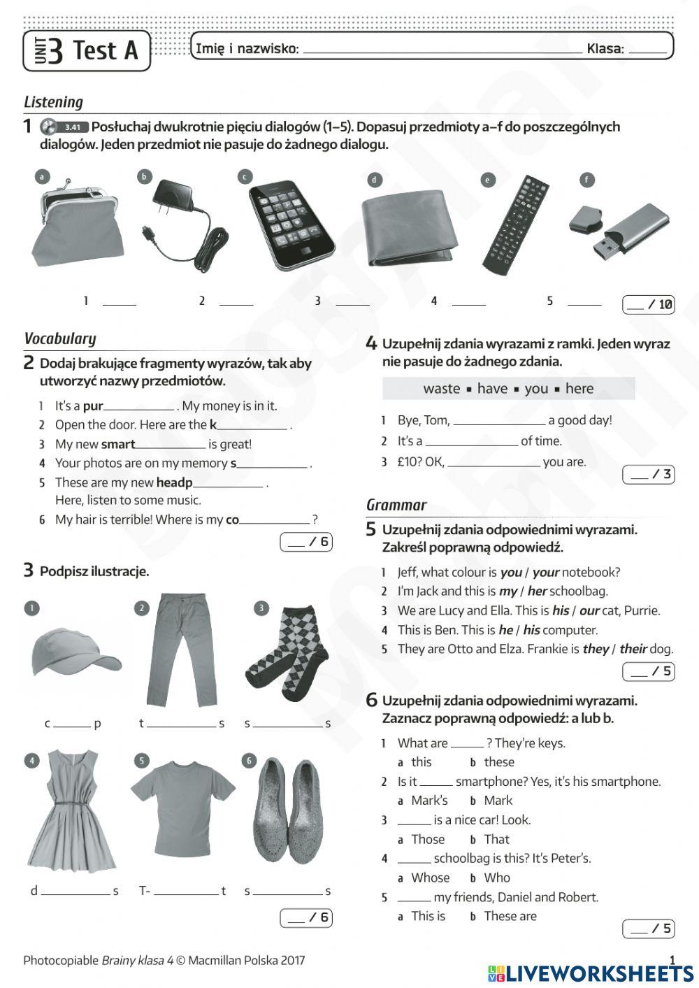 klasa 4 PK 3 | Free Interactive Worksheets | 5266236