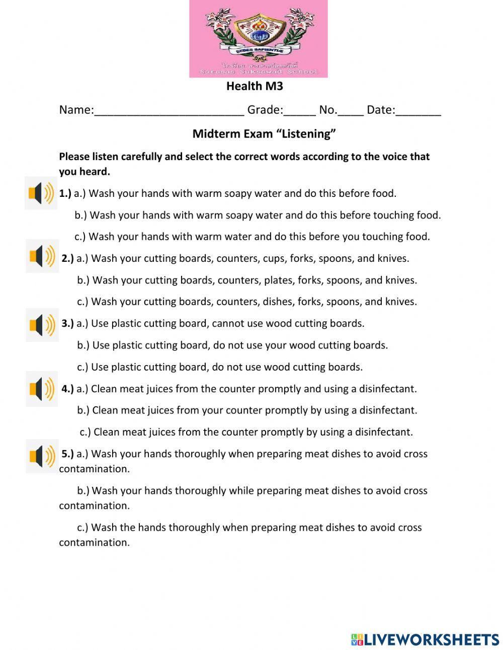 Midterm Test free exercise | Live Worksheets
