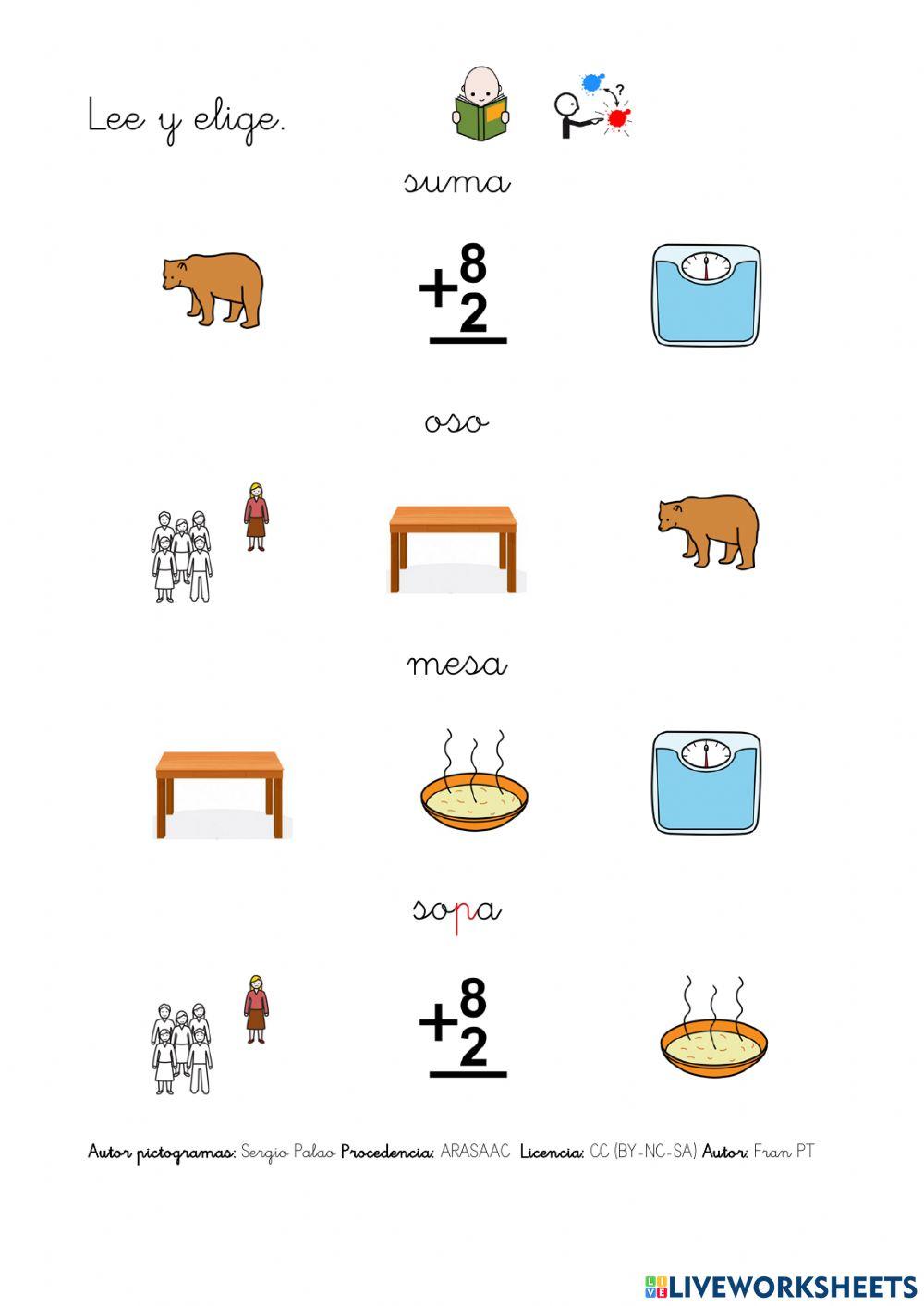 Leer palabras con s. worksheet | Live Worksheets