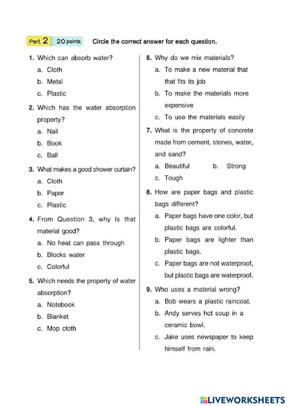 GRADE 2 UNIT TE… | Free Interactive Worksheets | 6802468