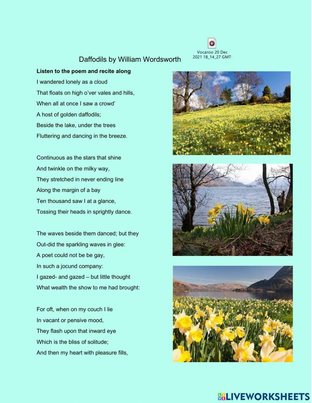 Poetry Recital Practice, Read Aloud and Understanding online exercise ...