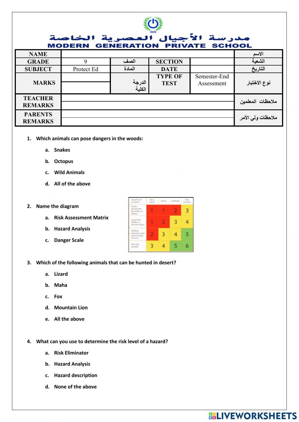 Grade 9 Second semester End Assessment online exercise for | Live ...
