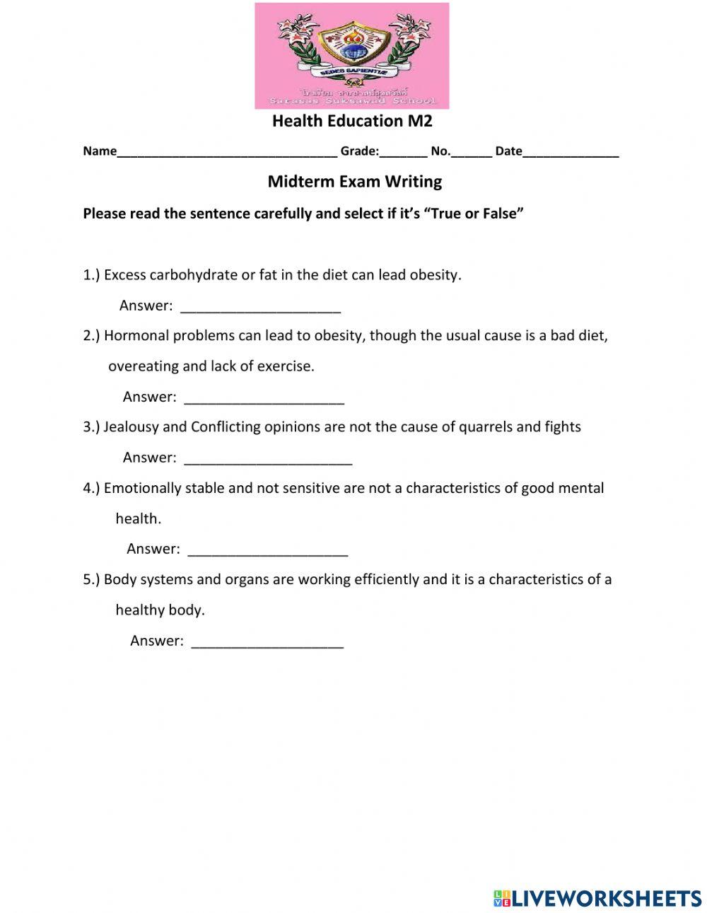 True or False interactive worksheet for M2 | Live Worksheets