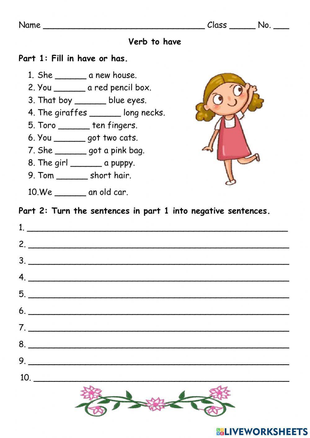 Have-Has interactive worksheet for 7 | Live Worksheets