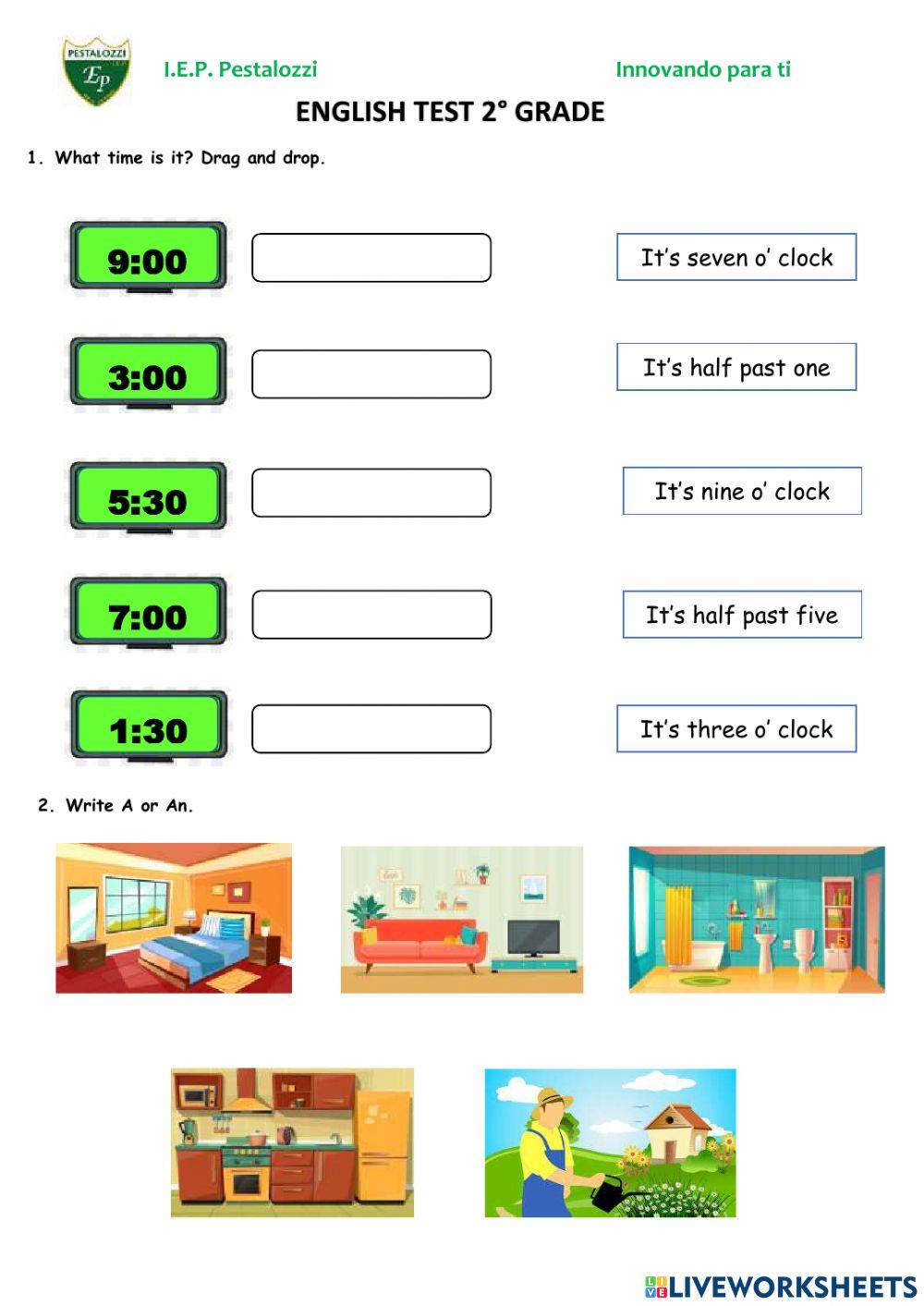 English test 2nd grade 1747110 | Robby Cornejo Oros