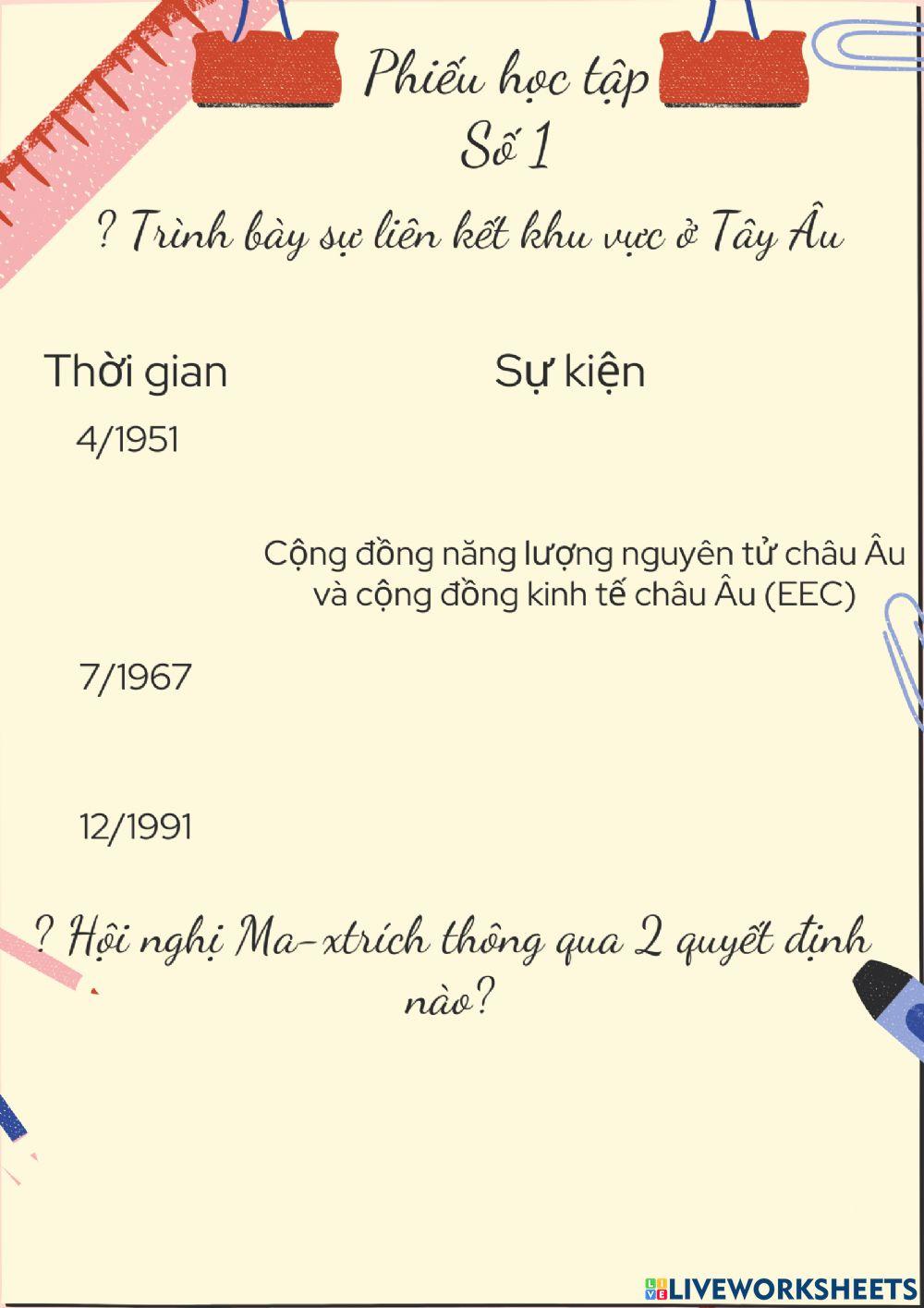 Các nước Tây Ấu worksheet | Live Worksheets
