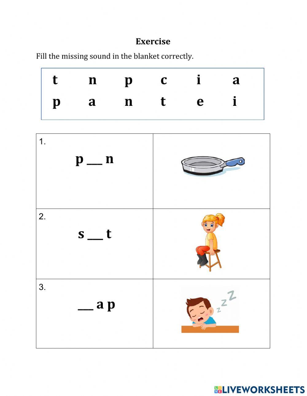 Phonics online exercise for 5 | Live Worksheets
