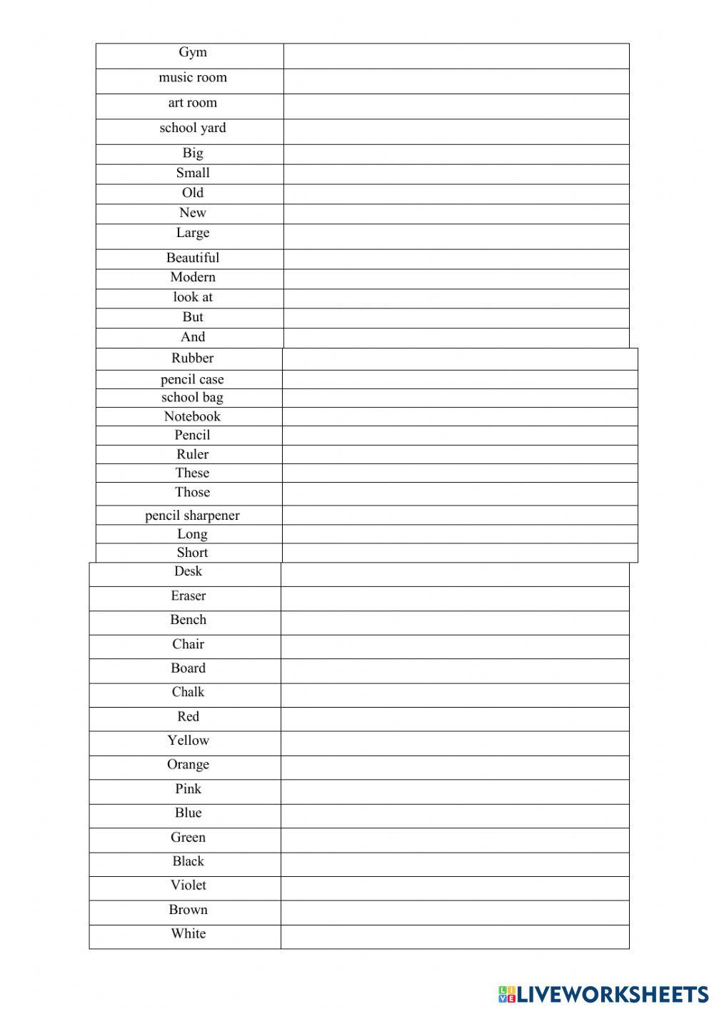 Review vocab worksheet | Live Worksheets