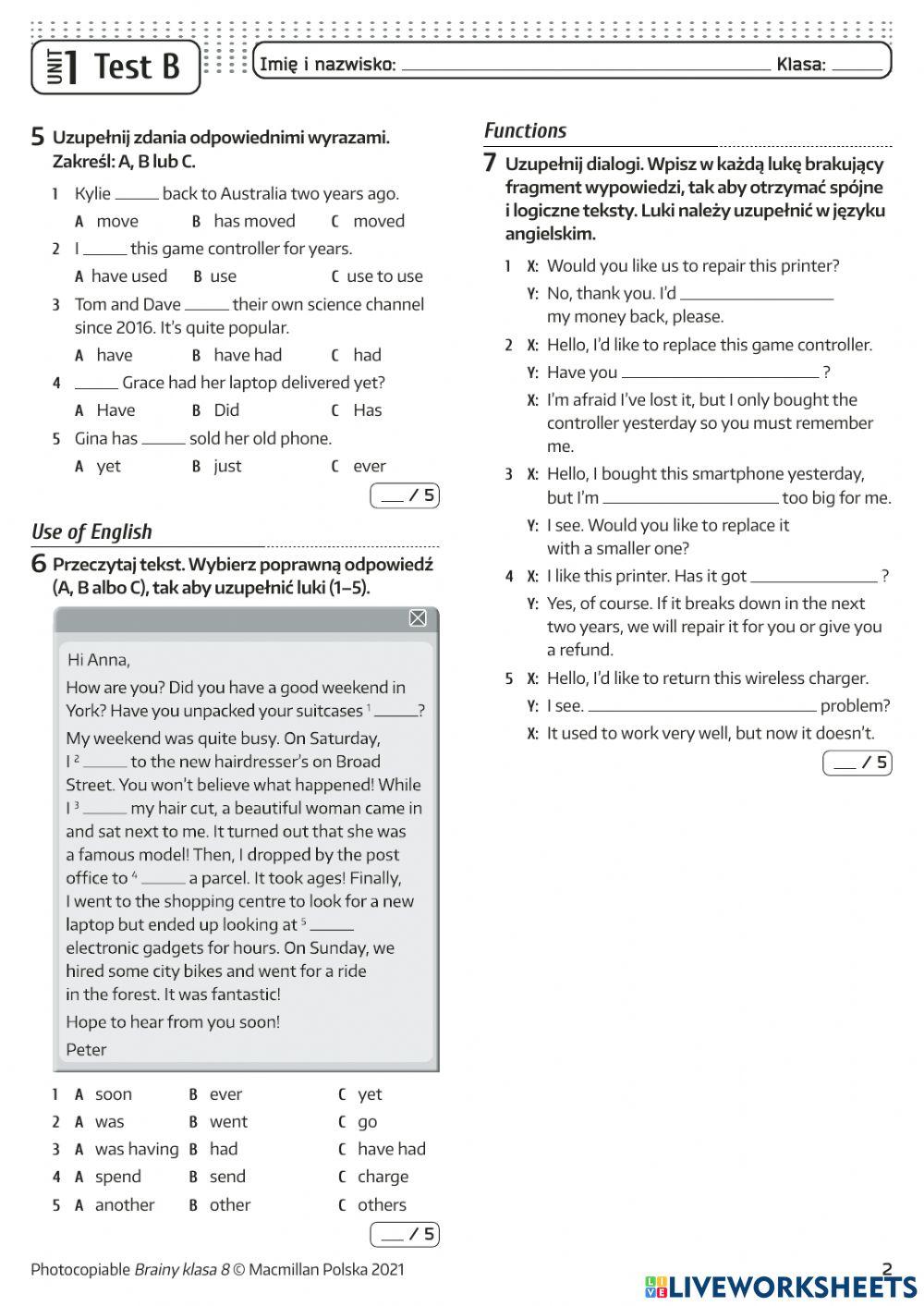 BRAINY 8 UNIT 1B | Free Interactive Worksheets | 5266896