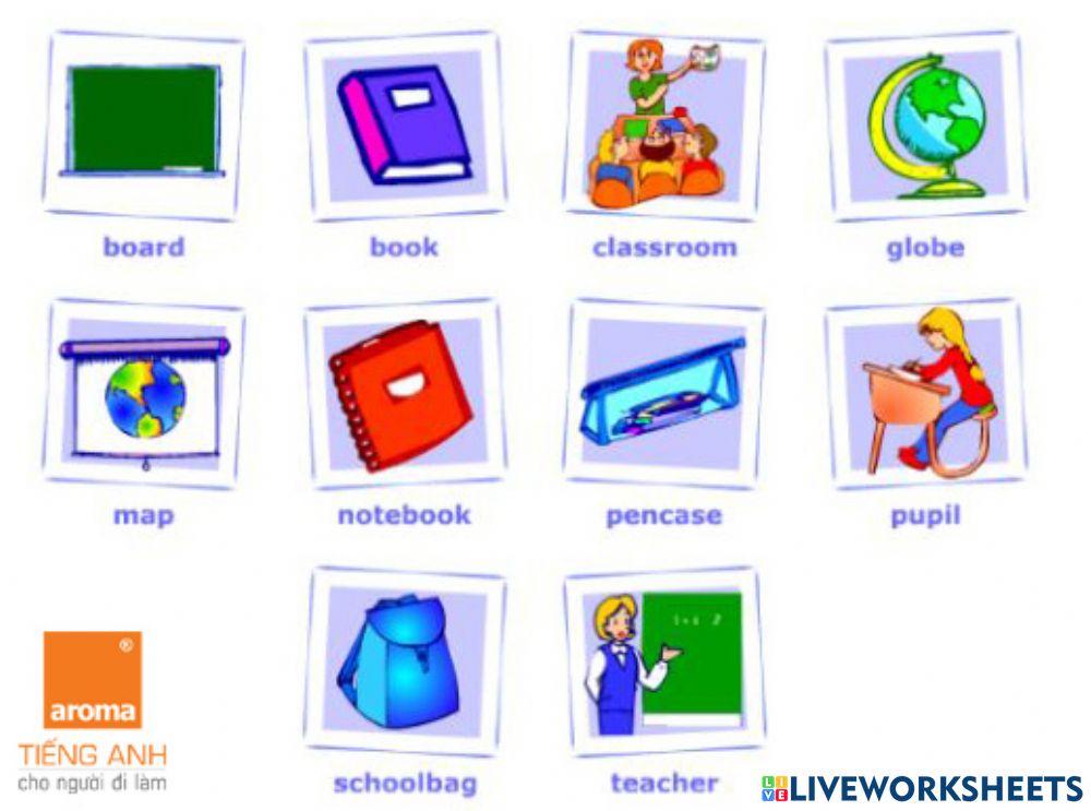 School things online exercise for 3 | Live Worksheets