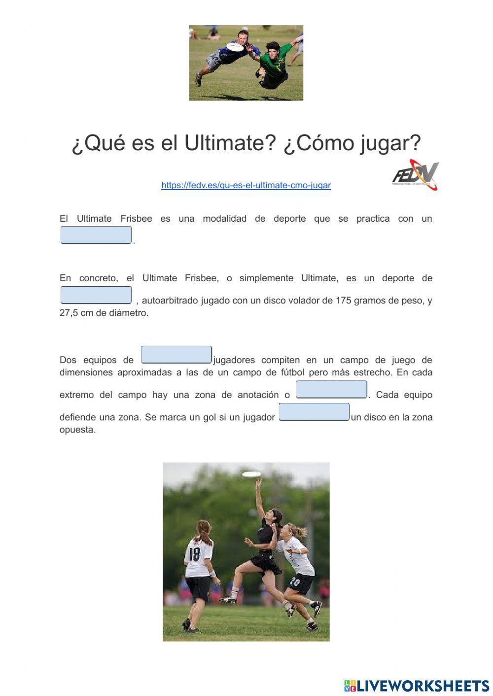 Ultimate Frisbee activity | Live Worksheets