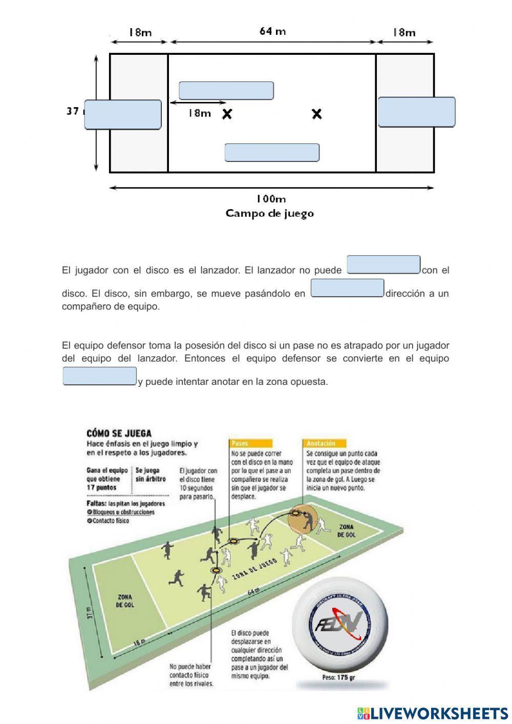 Ultimate Frisbee activity | Live Worksheets