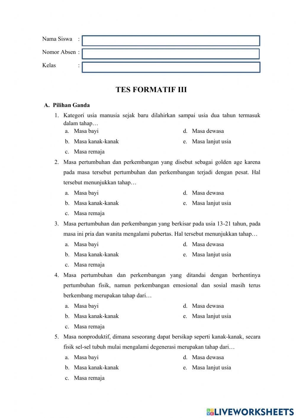 Tes Formatif 3 1748217 | Adhe_Ayu | Live Worksheets