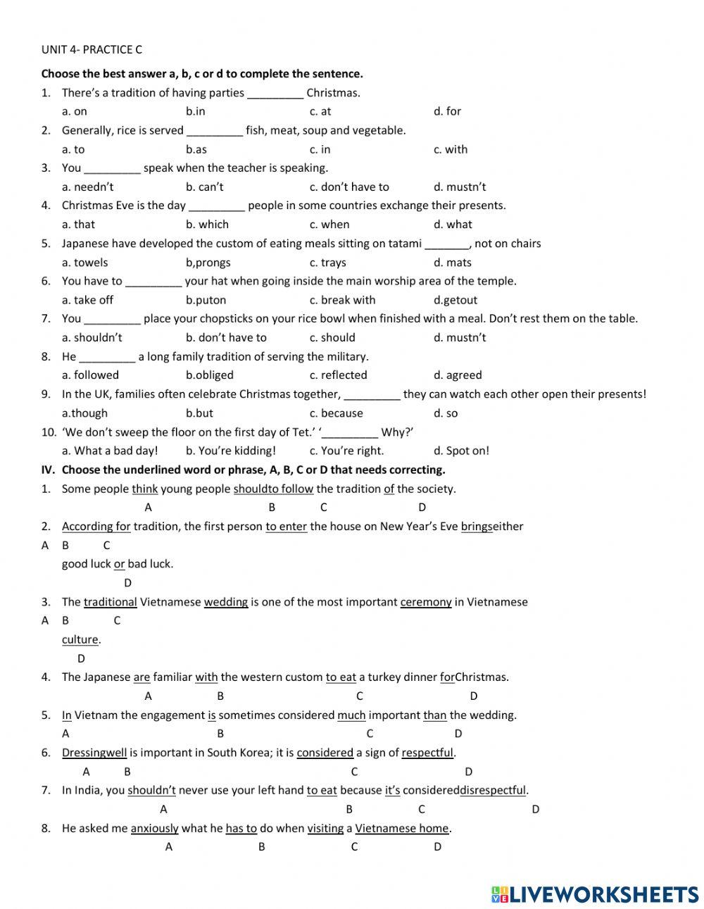 G8 unit 4 practice B interactive worksheet | Live Worksheets