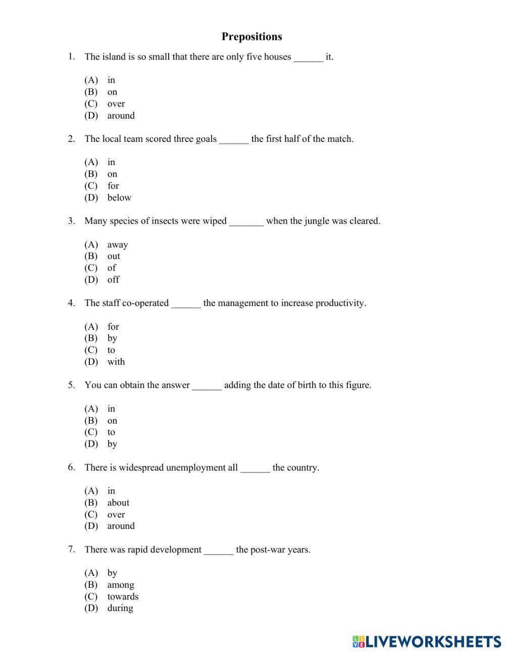 Prepositions | bonnie81 | Live Worksheets