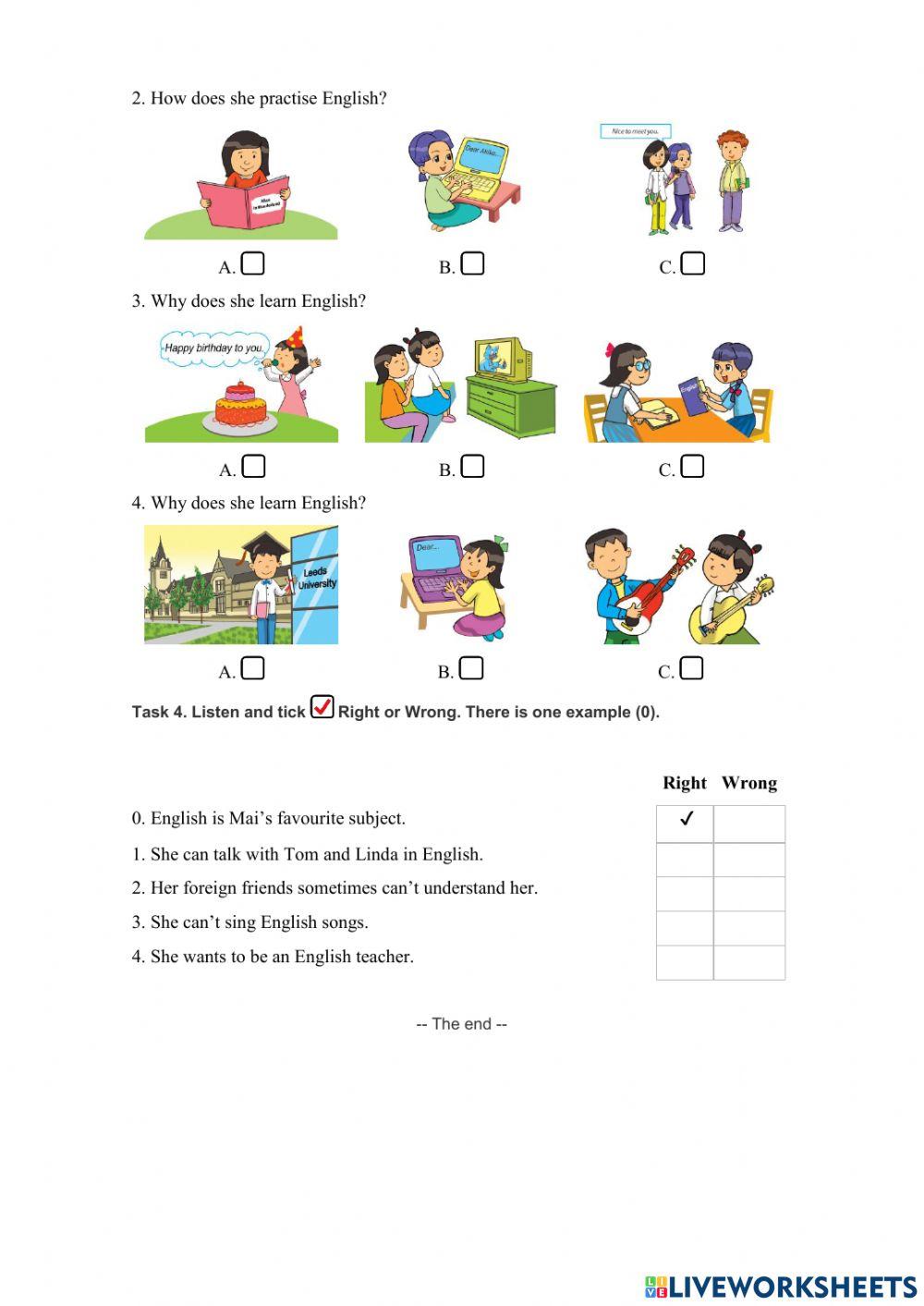 Listening 5 online activity | Live Worksheets
