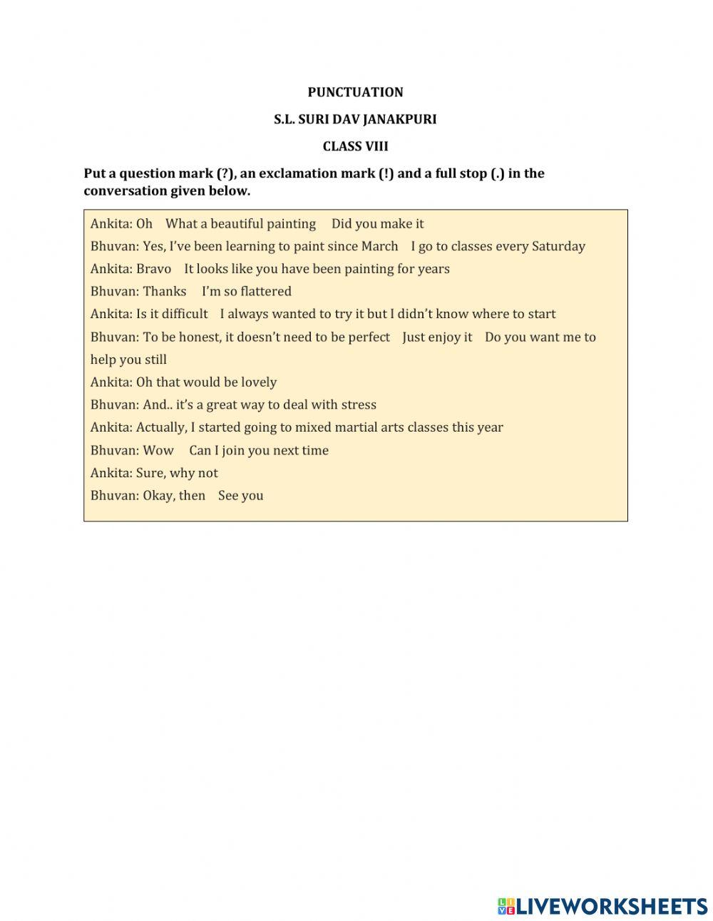 Kavya Singh | Day 2-Punctuation-Class 8 4271796