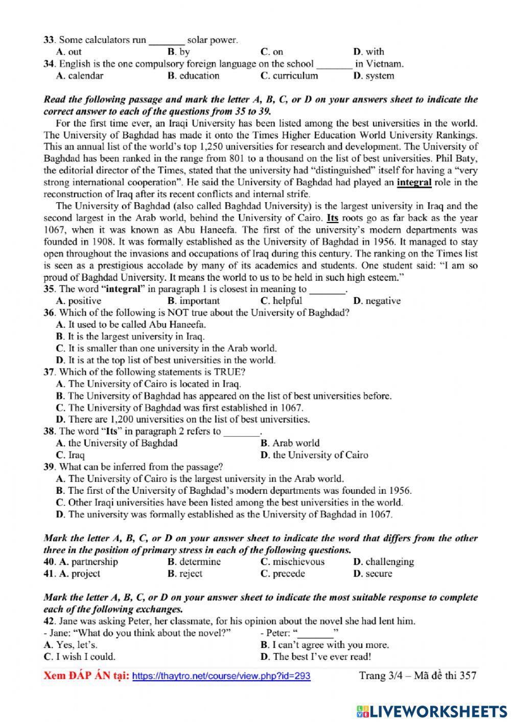 First term test | Free Interactive Worksheets | 1749393