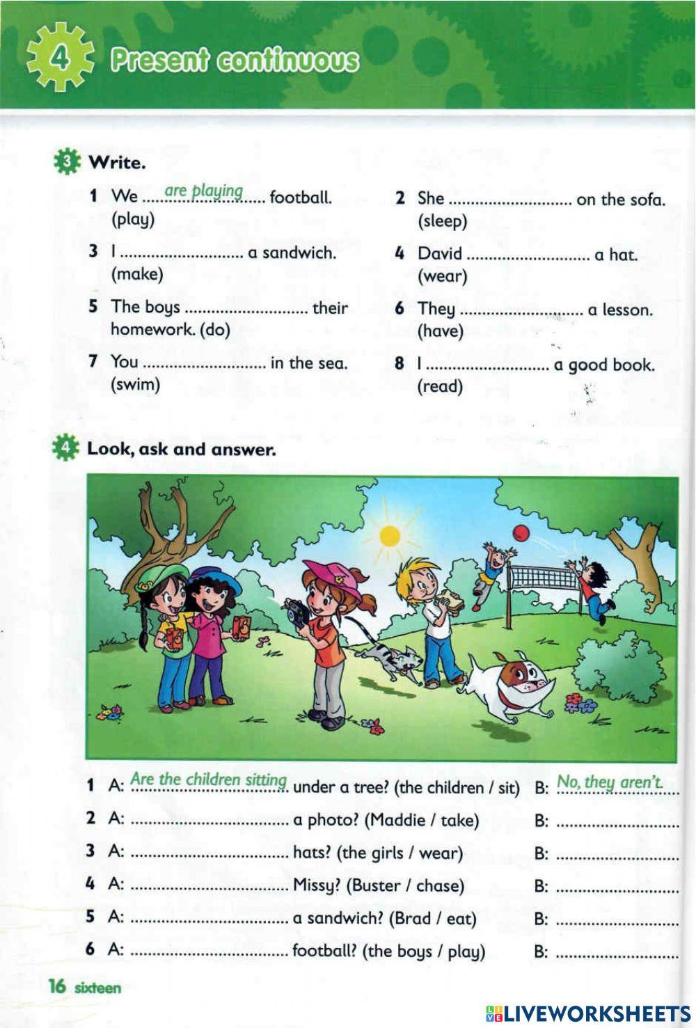 present continuous online exercise for | Live Worksheets