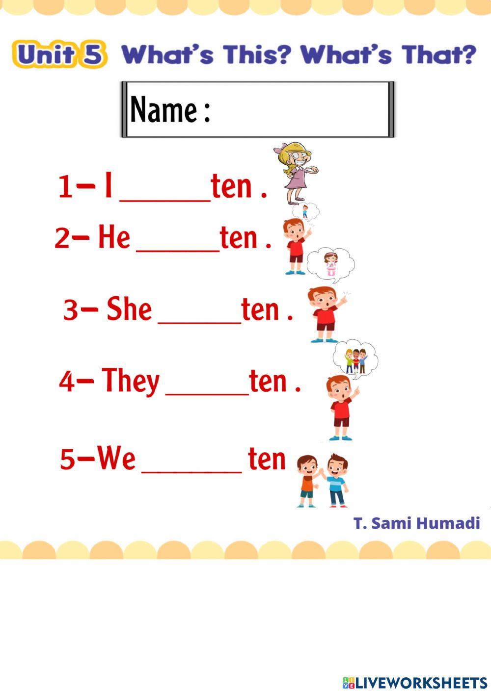 Unit 5 : What's this? What's that? Lesson 2 : verb be online exercise for | Live Worksheets