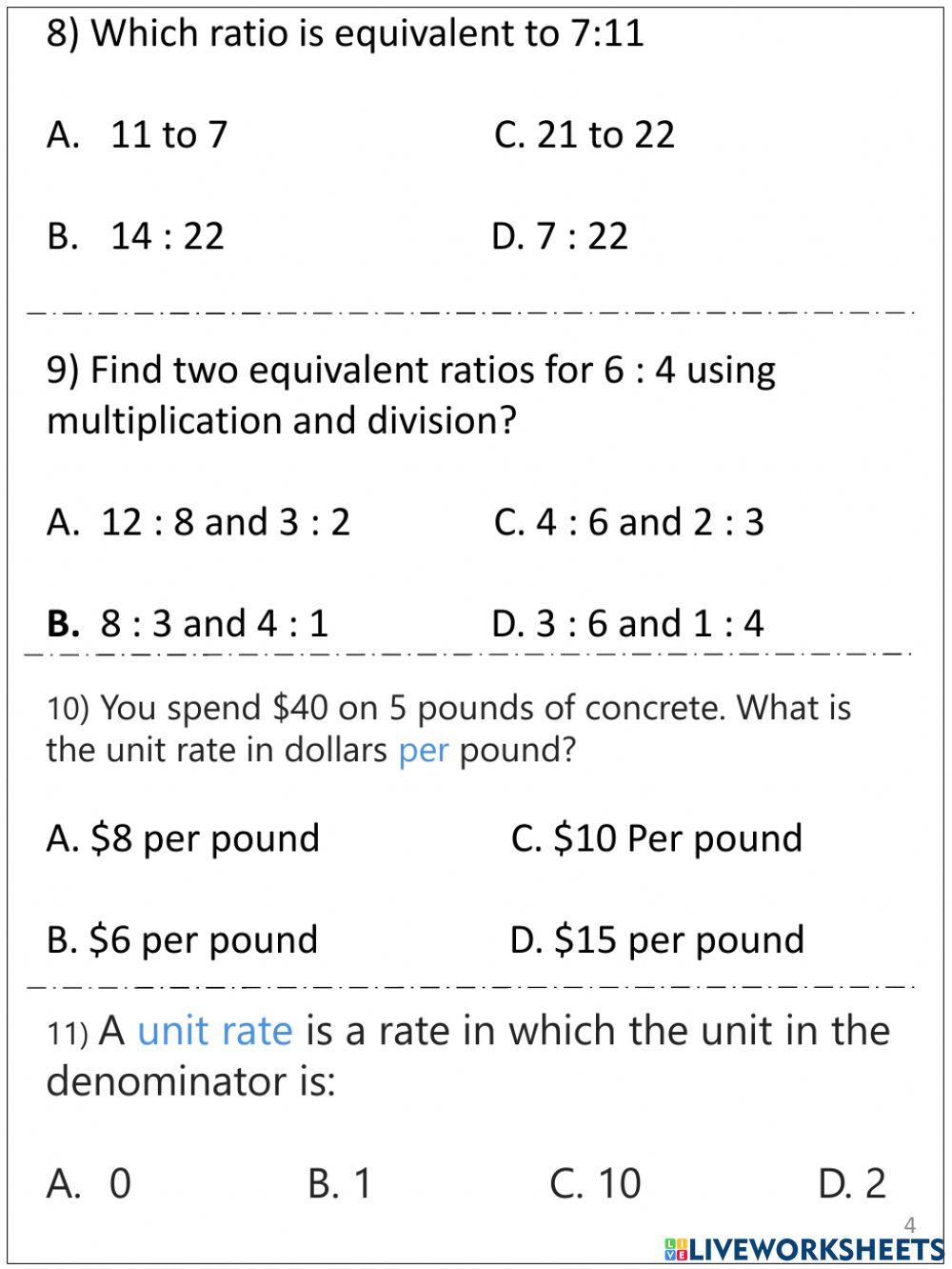 Ratios | Free Interactive Worksheets | 1750137