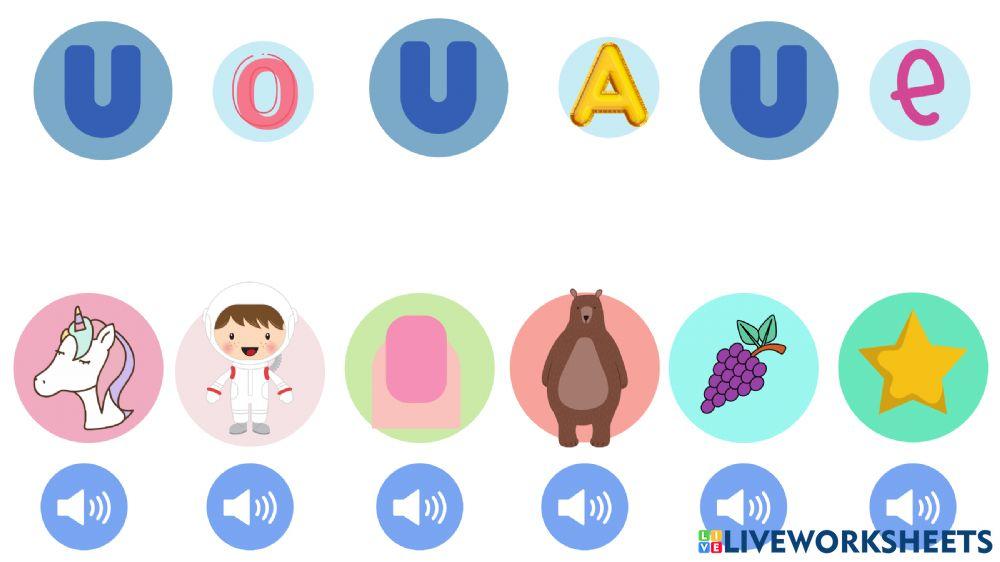 Vocal u worksheet for 3 | Live Worksheets