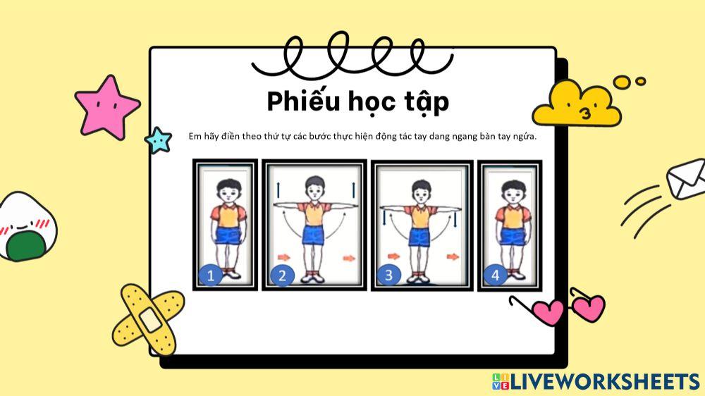Phiếu học tập bài: Vận động của tay worksheet | Live Worksheets