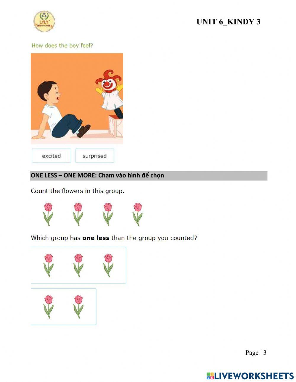 Lesson 6- kindy 3 worksheet | Live Worksheets