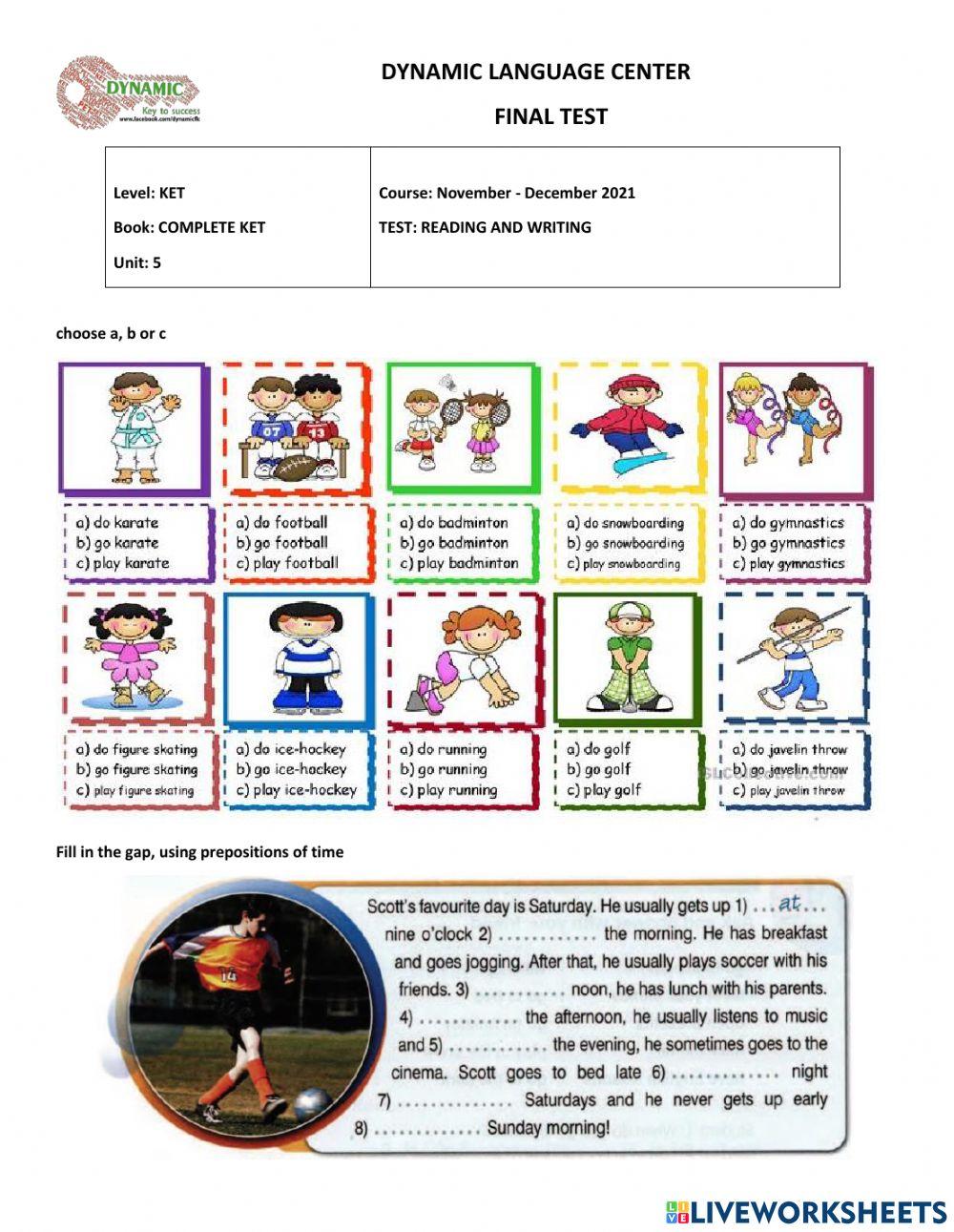 Complete ket - … | Free Interactive Worksheets | 1750617