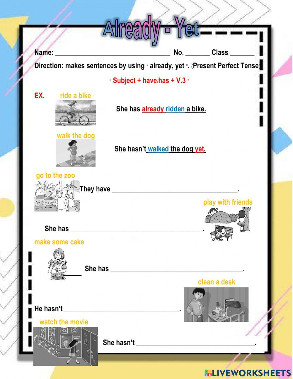 already - yet online exercise for | Live Worksheets