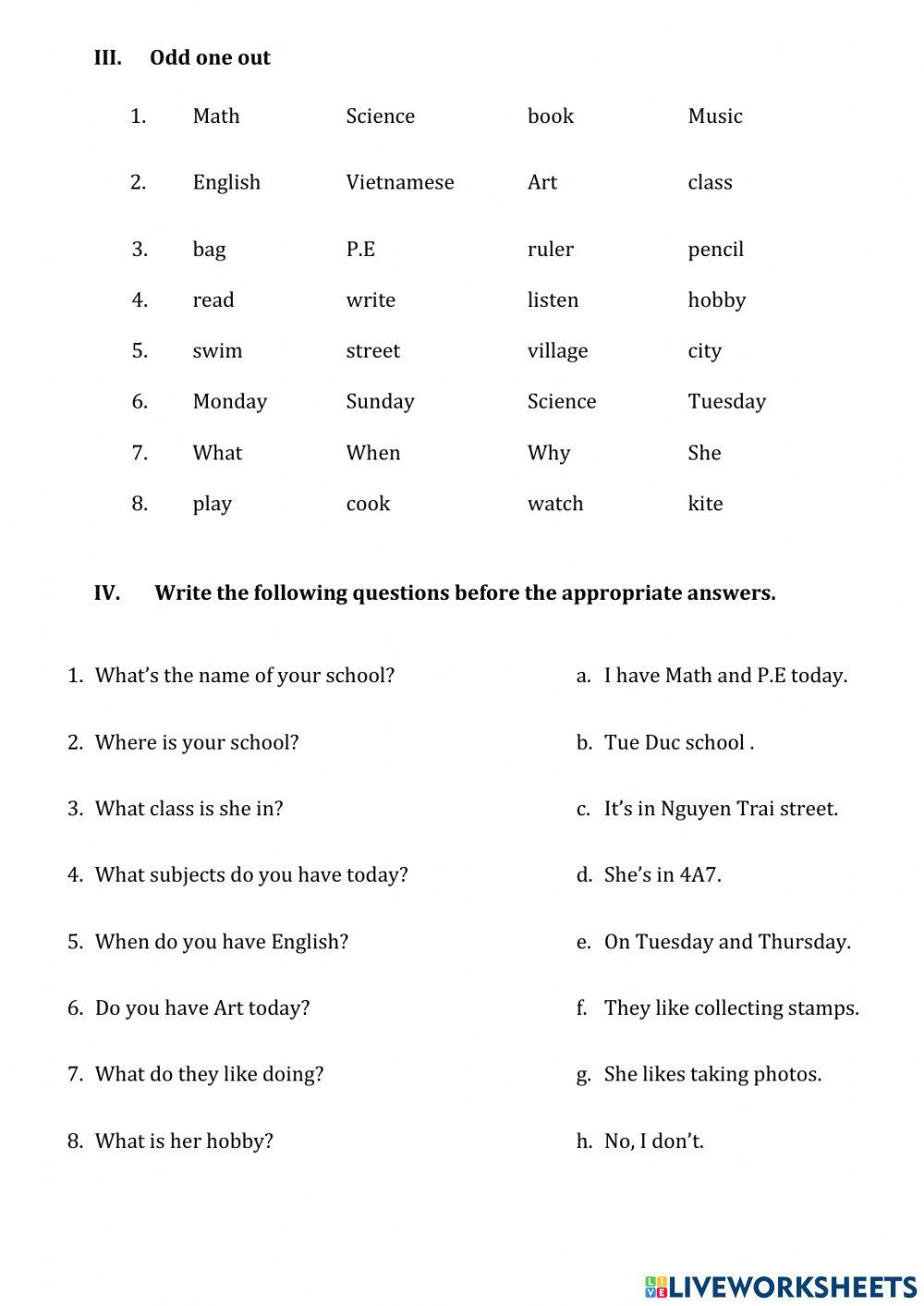 REview foe final test worksheet | Live Worksheets