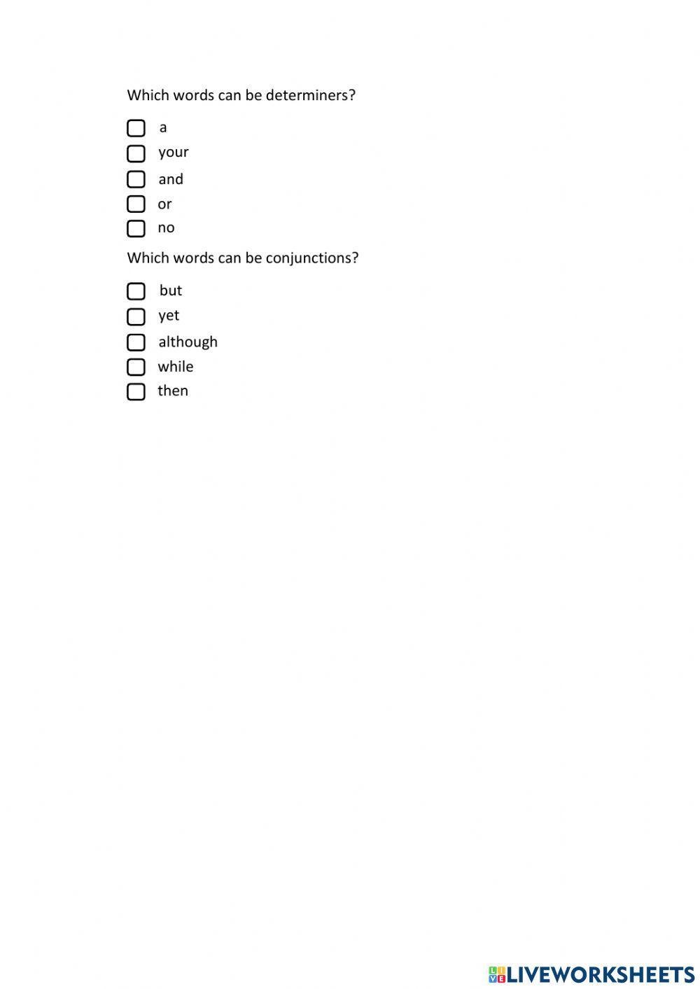 Part of Speech | Free Interactive Worksheets | 1751251