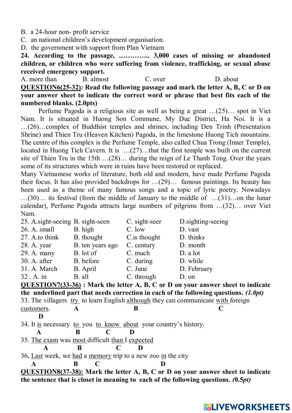 THE FIRST TERM (1)-grade 9 online exercise for | Live Worksheets