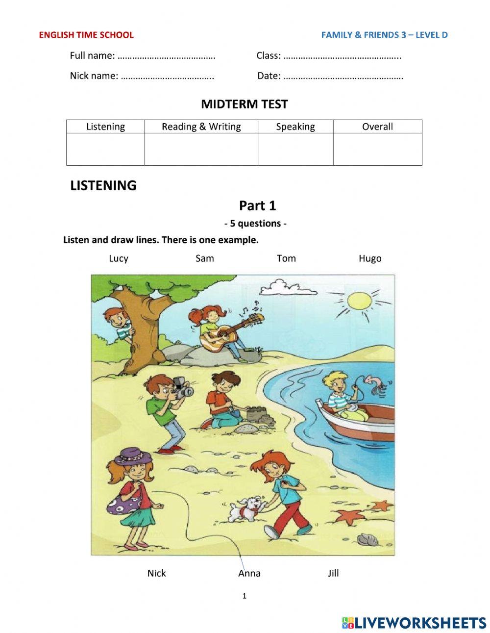 Test online exercise for Grade 3 | Live Worksheets