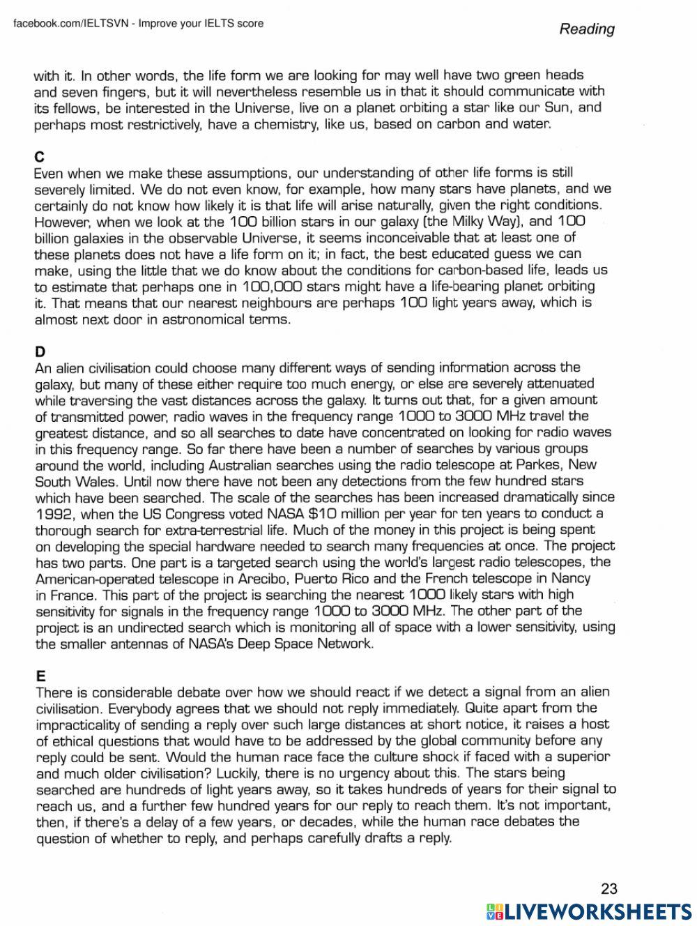 Ielts reading online pdf activity | Live Worksheets